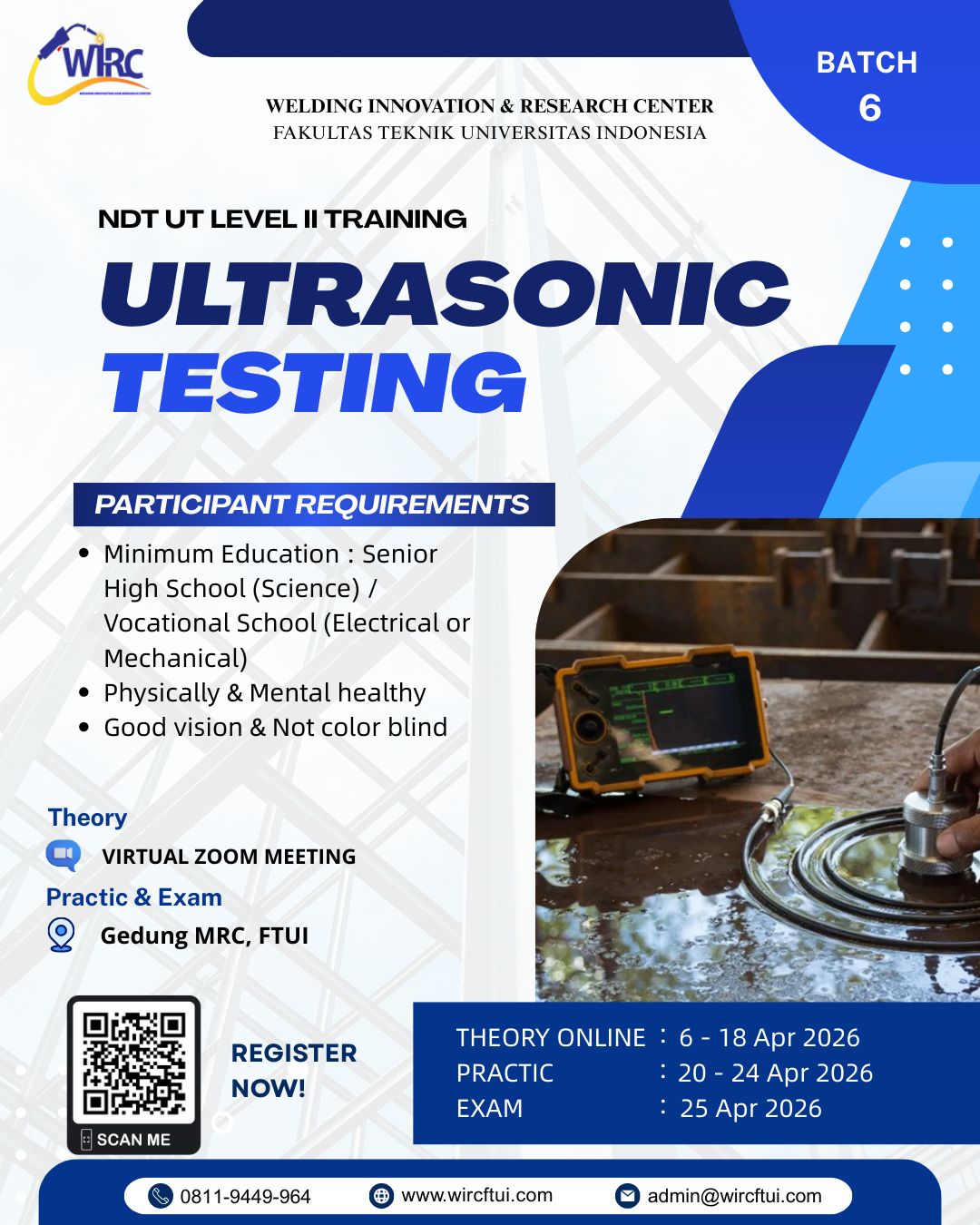 NDT Level 2 - UT - Batch #6 | WIRC - FTUI